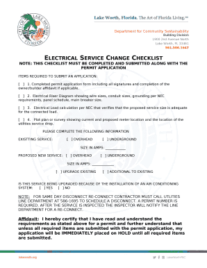 Electrical Service Change Checklist Doc Template | pdfFiller