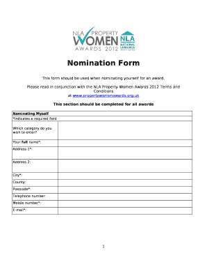 This should be used when nominating yourself for an award Doc Template ...