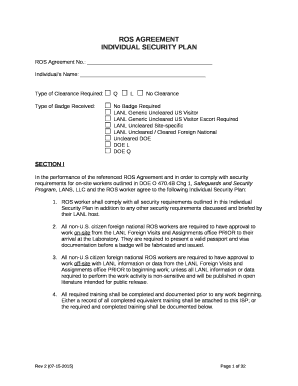 ROS AGREEMENT Doc Template | pdfFiller