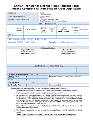 Download the Transfer of License - LANSA Technical Support template Doc ...