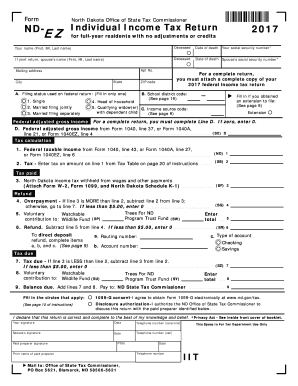 Fillable Online Form ND-EZ - Individual Income Tax Return - North ...