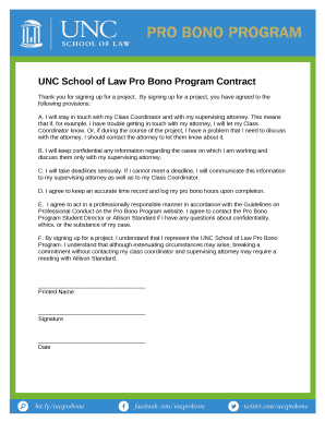 UNC School of Law Pro Bono Program Contract Doc Template | pdfFiller