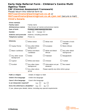 Early Help Referral - Childrens Centre Multi Agency Team Doc Template ...