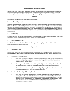 Night Depository Service Agreement Doc Template | pdfFiller