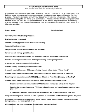 Grant Report : Level Two Doc Template | pdfFiller