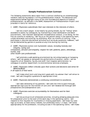Sample Professionalism Contract Doc Template | pdfFiller