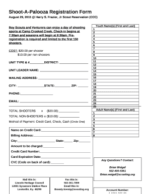 Shoot-A-Palooza Registration Doc Template | pdfFiller