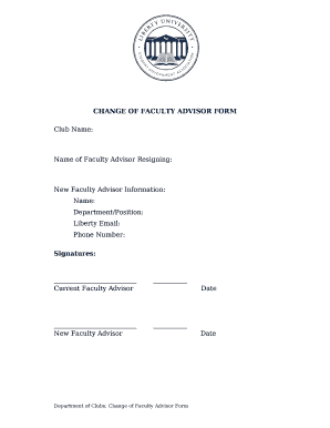 Name of Faculty Advisor Resigning: Doc Template | pdfFiller