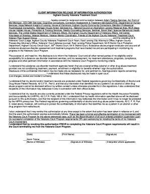 Fillable Online CLIENT INFORMATION RELEASE OF INFORMATION AUTHORIZATION ...