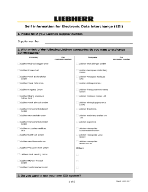 Self ination for Electronic Data Interchange (EDI) Doc Template | pdfFiller
