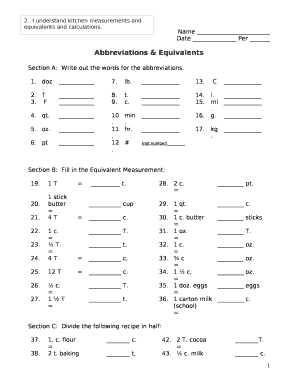 Kitchen Measurement Abbreviations : Page 1/10 : All ... Doc Template ...