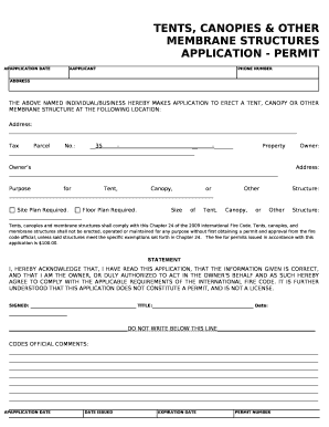 TENTS, CANOPIES & OTHER MEMBRANE STRUCTURES APPLICATION - PERMIT Doc ...