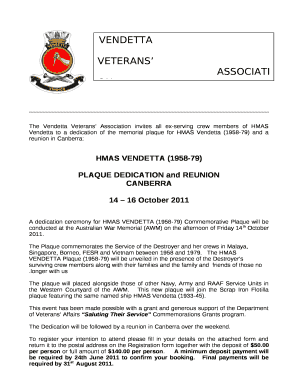 The Vendetta Veterans Association invites all ex-serving crew members ...