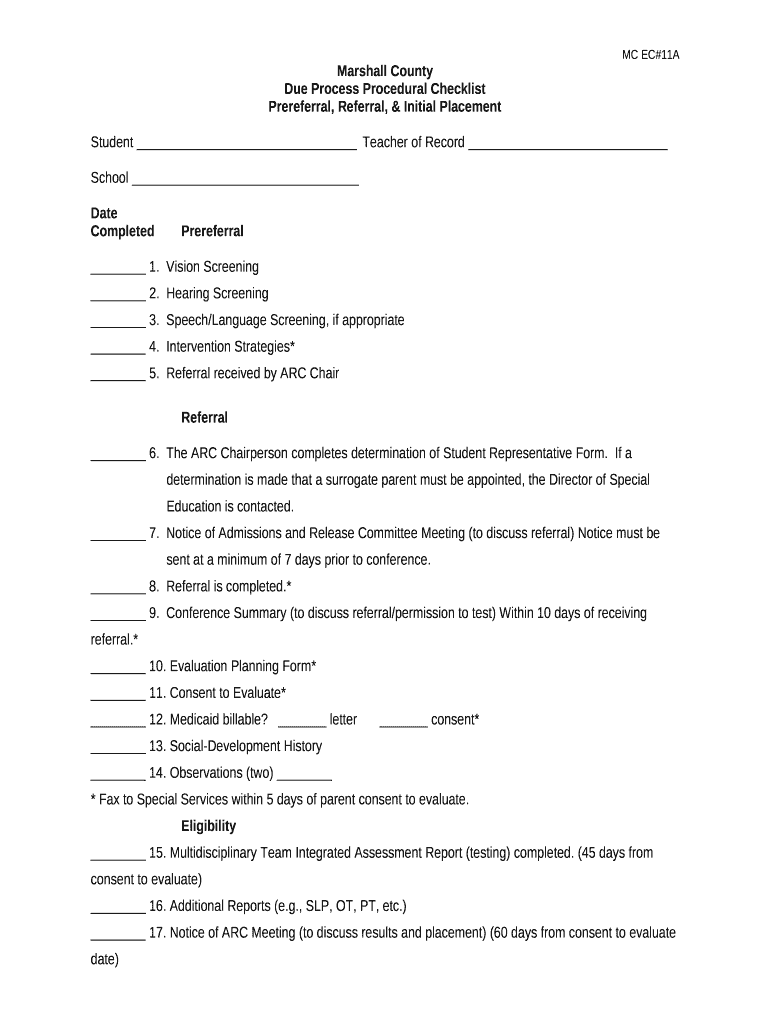Due Process Procedural Checklist Doc Template | pdfFiller