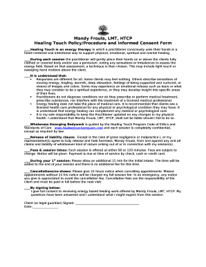 Healing Touch Policy/Procedure and Ined Consent Doc Template | pdfFiller