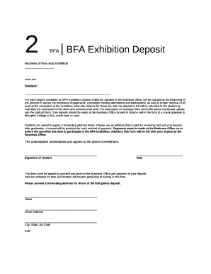 2BFA BFA Exhibition Deposit Doc Template | pdfFiller
