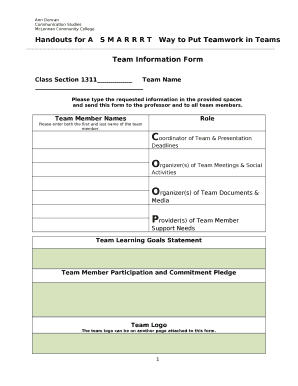 Handouts for AS M A R R R TWay to Put Teamwork in Teams Doc Template ...