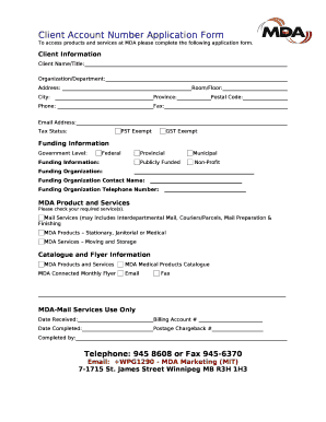 Client Account Number Application Doc Template | pdfFiller