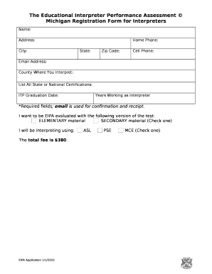 Michigan Registration for Interpreters Doc Template | pdfFiller
