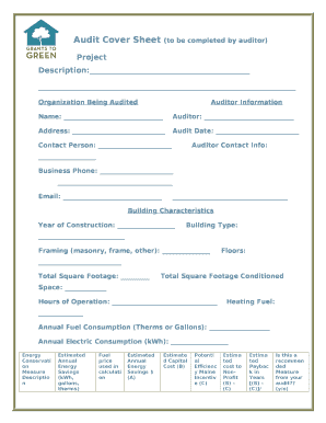 Audit Cover Sheet (to be completed by auditor) Doc Template | pdfFiller