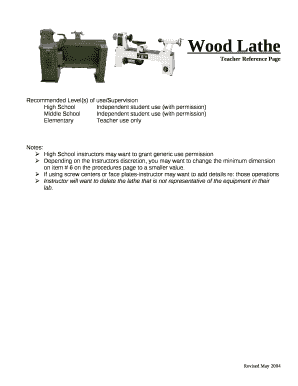 Wood Lathe Doc Template | pdfFiller
