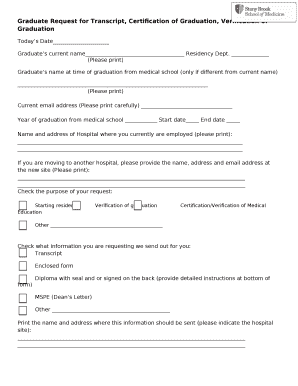 Graduate Request for Transcript, Certification of Graduation ...