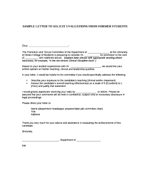 SAMPLE LETTER TO SOLICIT EVALUATIONS FROM ER STUDENTS - medicine uic Doc Template | pdfFiller