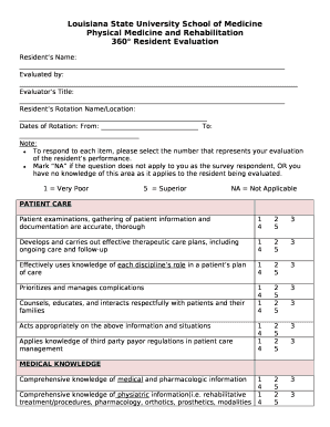360 Resident Evaluation - medschool lsuhsc Doc Template | pdfFiller