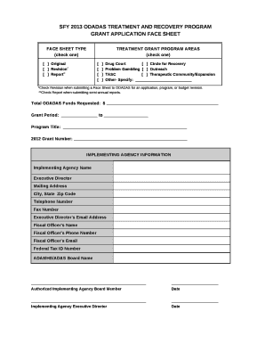 FACE SHEET TYPE Doc Template | pdfFiller
