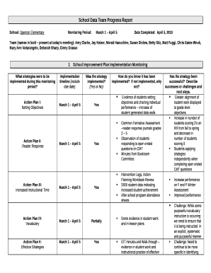 School Data Team Progress Report Doc Template | pdfFiller