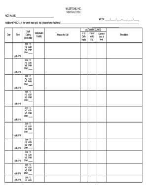 NOD CALL LOG Doc Template | pdfFiller