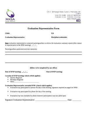 Evaluation Representative Doc Template | pdfFiller