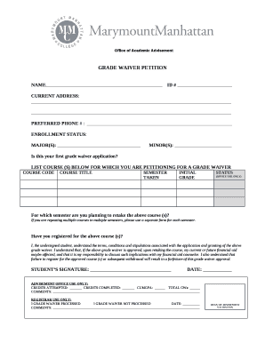 GRADE WAIVER PETITION Doc Template | pdfFiller