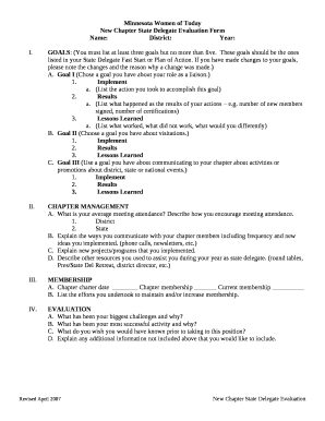 New Chapter State Delegate Evaluation Doc Template | pdfFiller