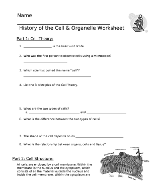 History of the Cell & Organelle Worksheet - moodle dallastown k12 pa ...