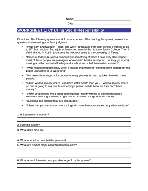 social responsibility worksheet Doc Template | pdfFiller
