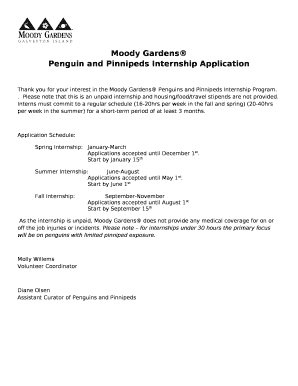 Penguin and Pinnipeds Internship Application Doc Template | pdfFiller
