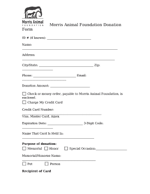 Morris Animal Foundation Donation Doc Template | pdfFiller