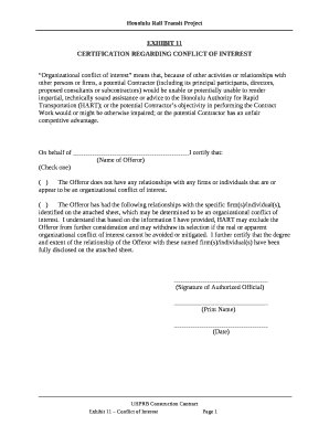 CERTIFICATION REGARDING CONFLICT OF INTEREST Doc Template | pdfFiller