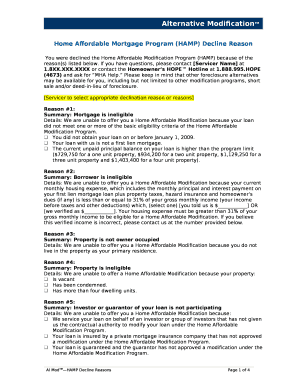 You were declined the Home Affordable Modification Program (HAMP ...