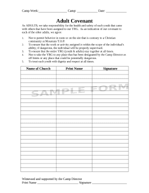 Adult Covenant Doc Template | pdfFiller