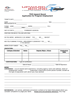 Application for Program Employment Doc Template | pdfFiller