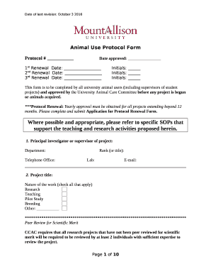 Protocol # Date approved: Doc Template | pdfFiller