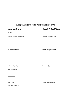 Adopt-A-Spot/Road Application Doc Template | pdfFiller