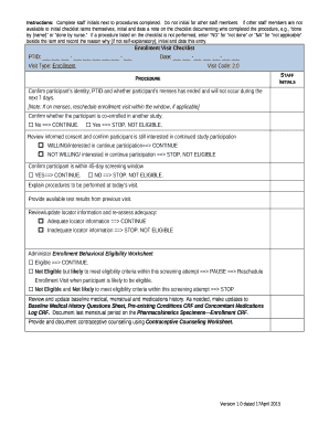 Enrollment Visit Checklist Doc Template | pdfFiller