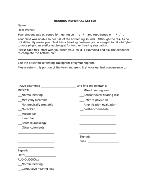 HEARING REFERRAL LETTER Doc Template | pdfFiller