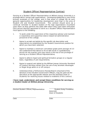Student Officer/ Representative Contract - my jessup Doc Template ...