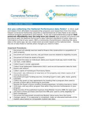 Data Collection Checklist Doc Template | pdfFiller