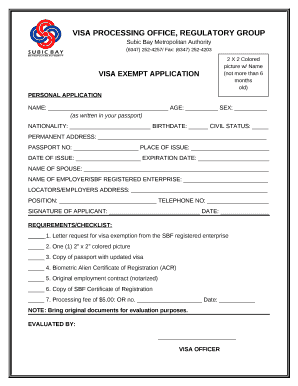 VISA PROCESSING OFFICE, REGULATORY GROUP Doc Template | pdfFiller