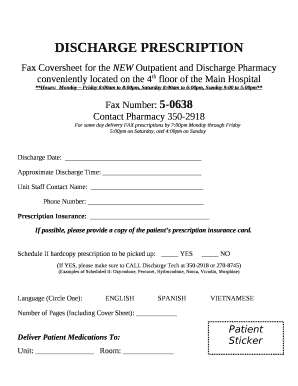 discharge prescription Doc Template | pdfFiller